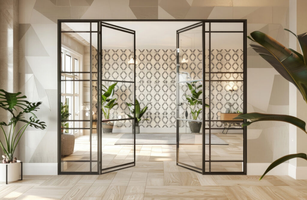 Black Metal-Framed Glass Internal Screens | Totally Steel Doors